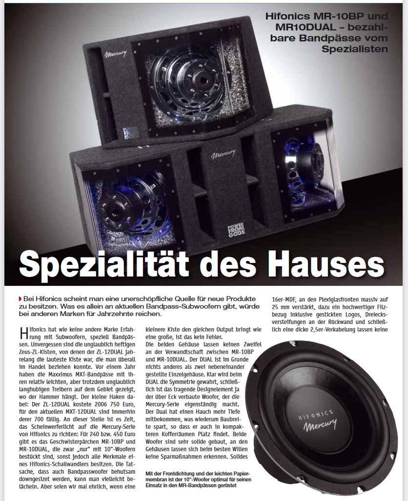 HIFONICS MR10BP 25 cm (10") Single Bandpass Subwoofer Box mit Plexiglas ...