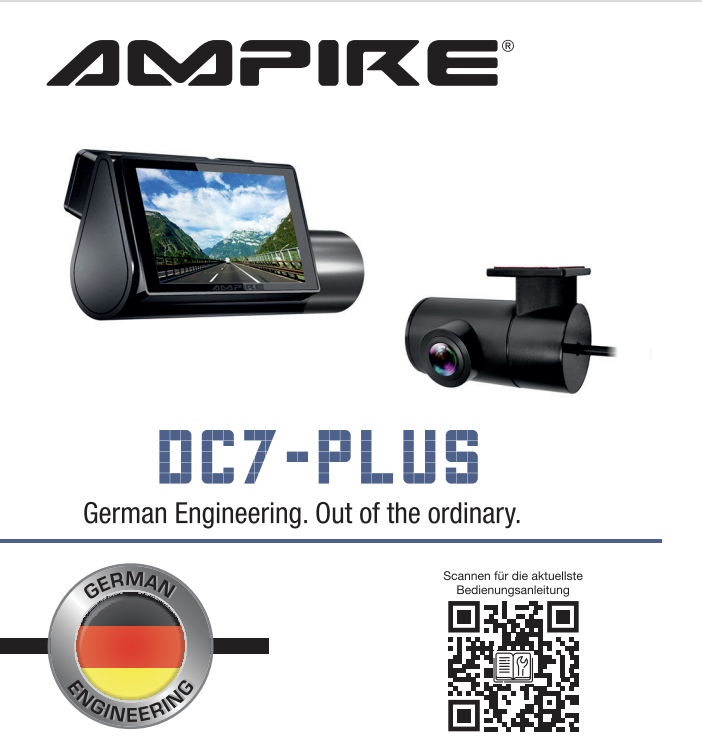 AMPIRE DC7-PLUS 2-Kanal Dashcam mit Touchscreen, 4K Front, 1080p Heck ...
