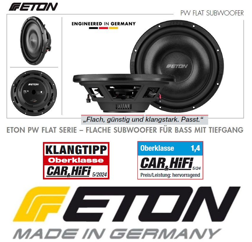 ETON PW 12 FLAT 30 cm Flachsubwoofer Chassis 2 x 2 Ohm, 12 Zoll ...