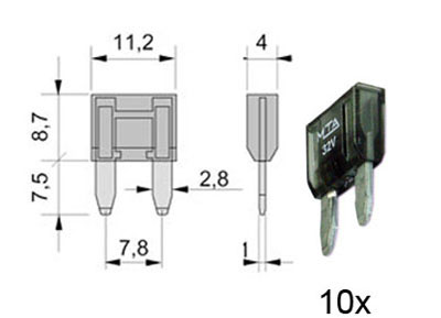 RTA 154.001-0 Mini blade fuse, 2A, gray | RTA 154.001-0