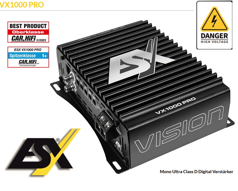 ESX VX1000PRO Mono Ultra Class D Digital 1-Kanal Verstärker 1250 Watt RMS