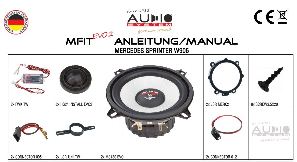 AUDIO SYSTEM MFIT MERCEDES SPRINTER W906 EVO2 80W PERFECT FIT COMPO ...